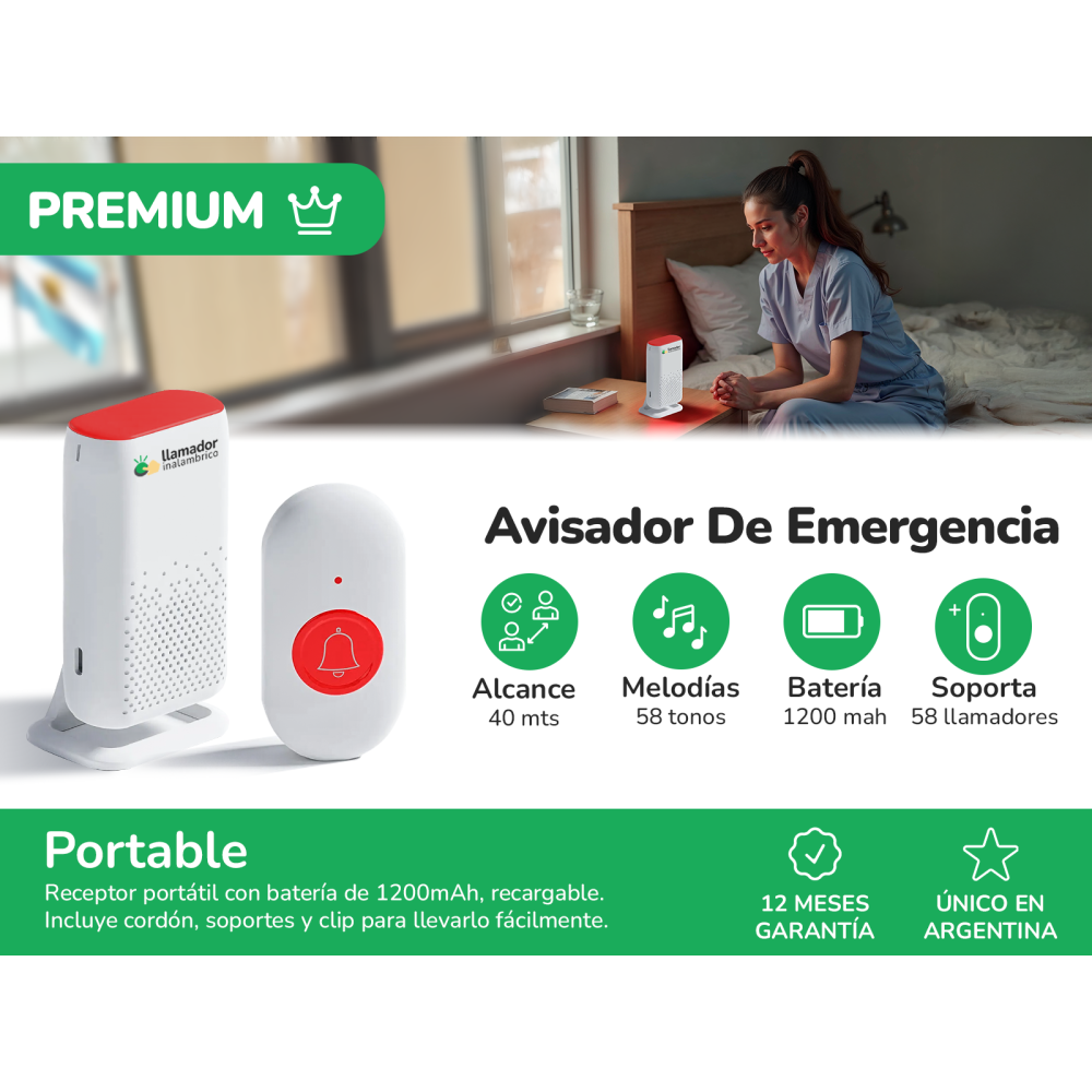 Pulsador Individual De Ayuda Abuelos, Ancianos Sos Premium